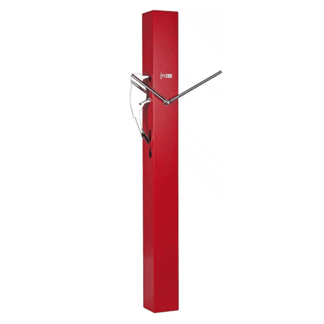 14541R Contemporary Woodpecker clock Red — Clocks.com.au